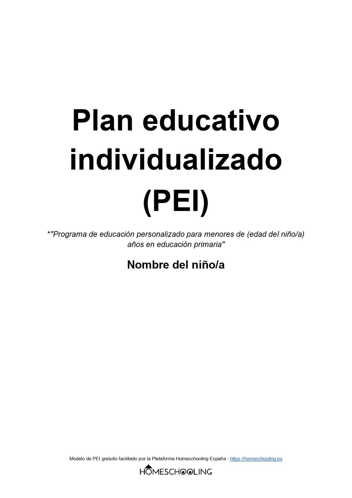 PEI (Plan Educativo Individualizado) para Homeschooling - Homeschooling ...